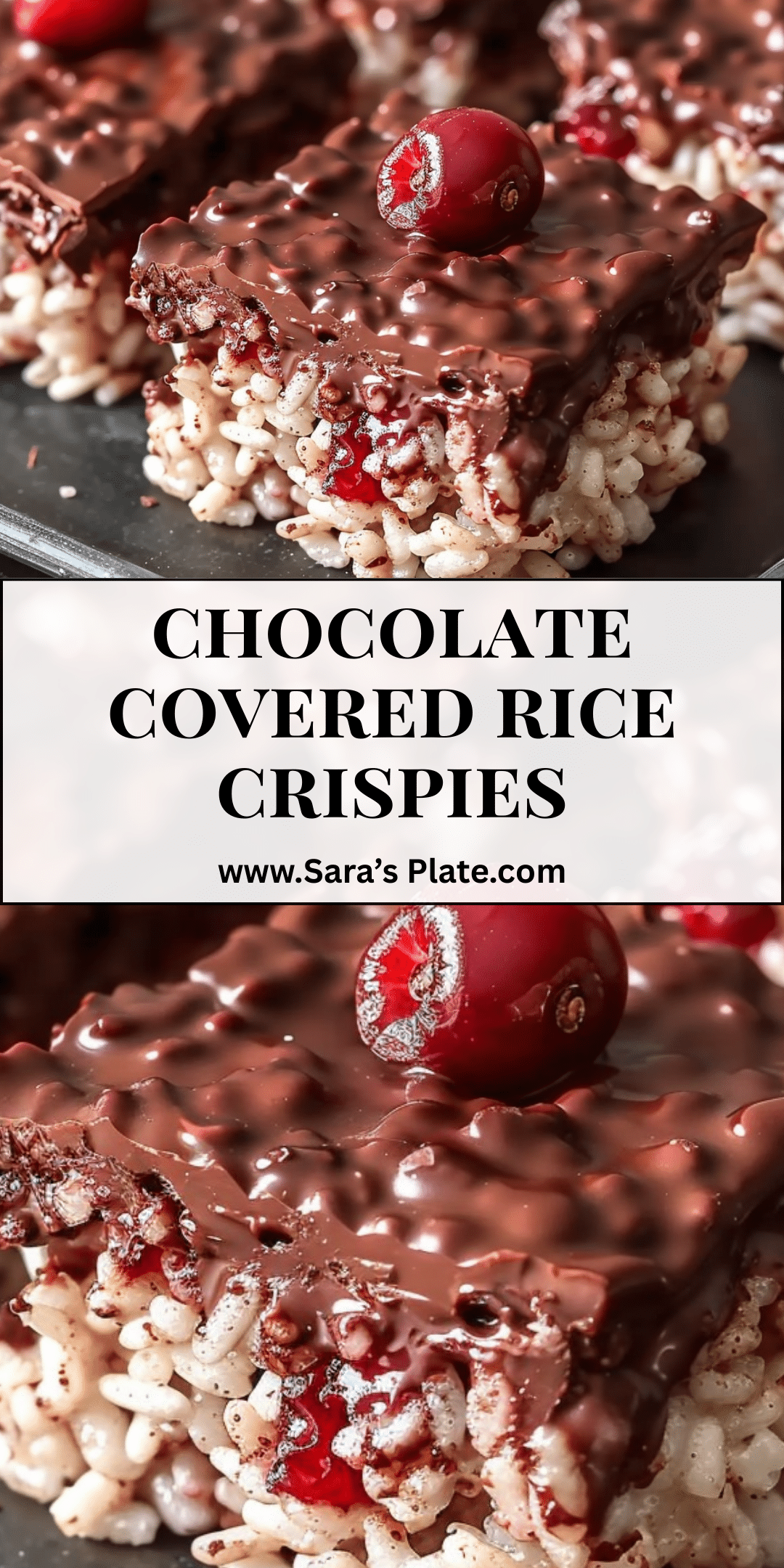 Chocolate Covered Cherry Rice Krispies Treats | Sara's Plate
