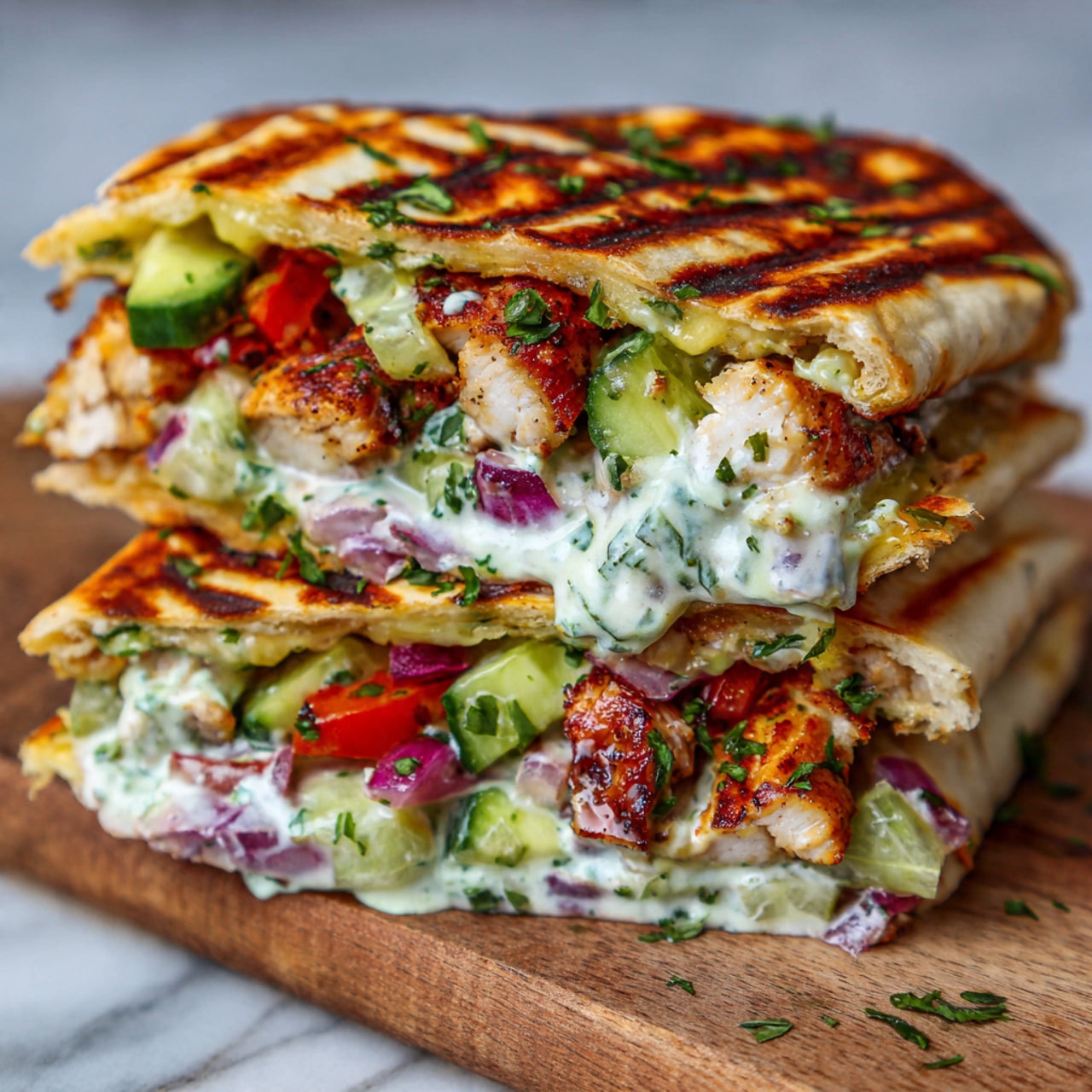 Greek Chicken Wraps with Garlic Yogurt Sauce | Fresh & Tasty