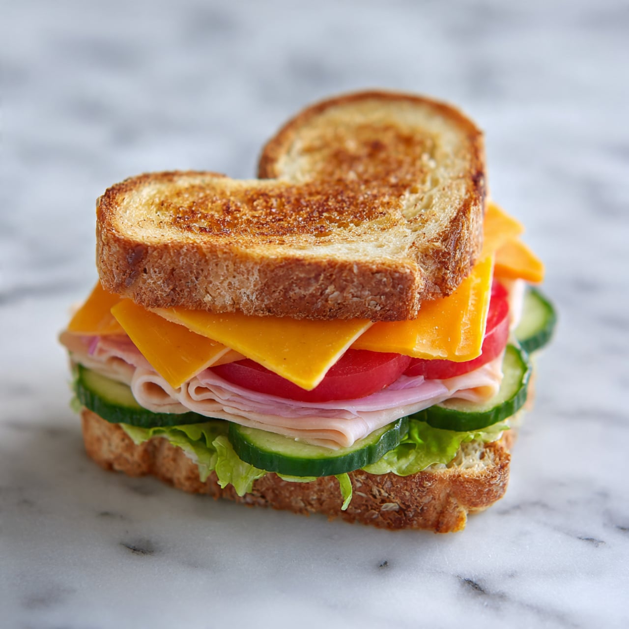 Heart-Shaped Turkey and Cheese Sandwiches for a Cute Lunch