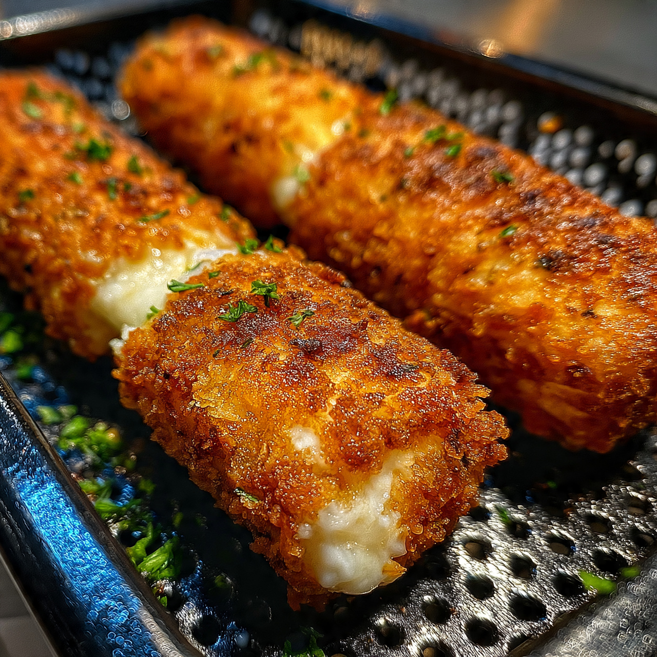 Air-Fried Mozzarella Sticks | Crispy & Melted Snack
